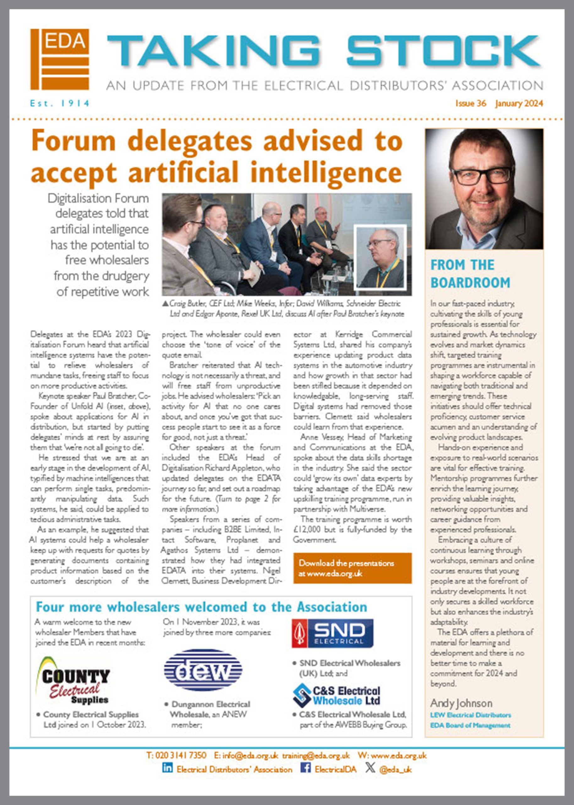 Taking Stock, your EDA quarterly newsletter
